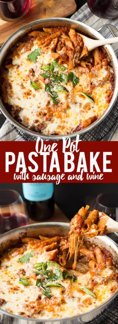 One Pot Pasta Bake with Sausage and Wine - Fox and Briar