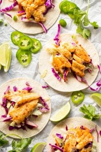 Fish tacos recipe - Chipotle lime fish tacos with avocado crema