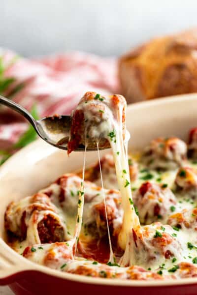 Cheesy Meatball Casserole - Fox and Briar