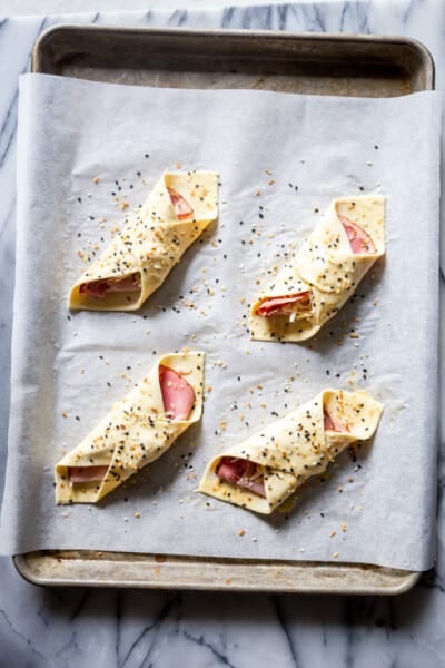 Ham and Cheese Puff Pastry Bundles - Fox and Briar
