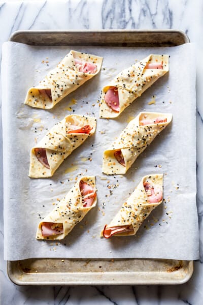Ham and Cheese Puff Pastry Bundles - Fox and Briar