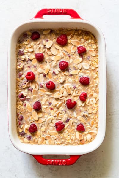 Raspberry Almond Baked Oatmeal - Fox and Briar