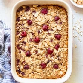 Raspberry Almond Baked Oatmeal - Fox and Briar