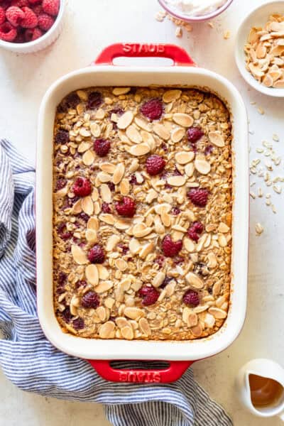 Raspberry Almond Baked Oatmeal - Fox and Briar